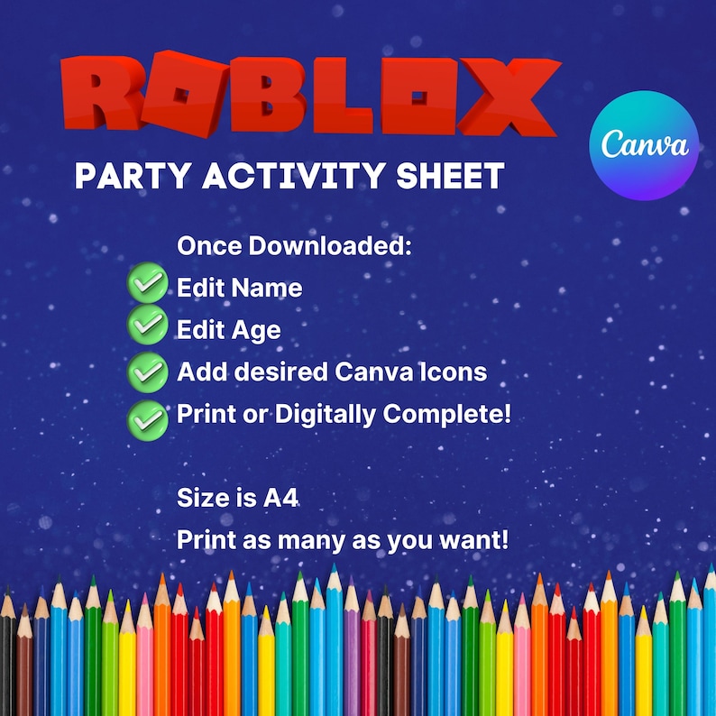 Roblox Birthday Party Activity Sheet Colouring Placemat – Word Search ...