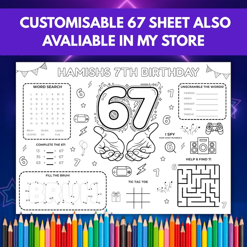 6 7 Meme Activity Sheets for Kids Printable Activity Bundle Fun Kids ...
