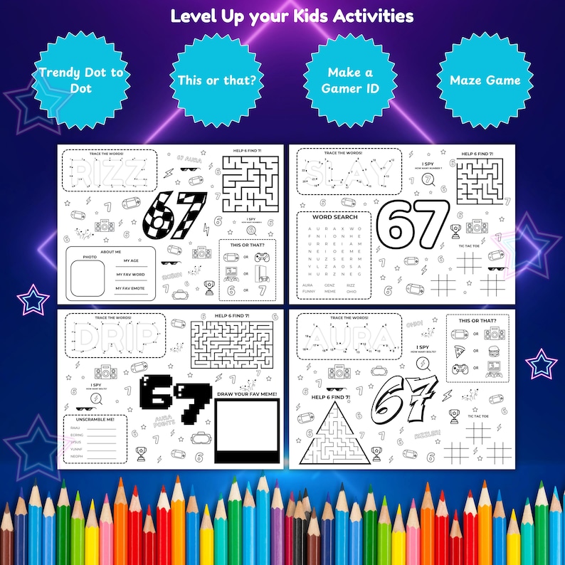 6 7 Meme Activity Sheets for Kids Printable Activity Bundle Fun Kids ...