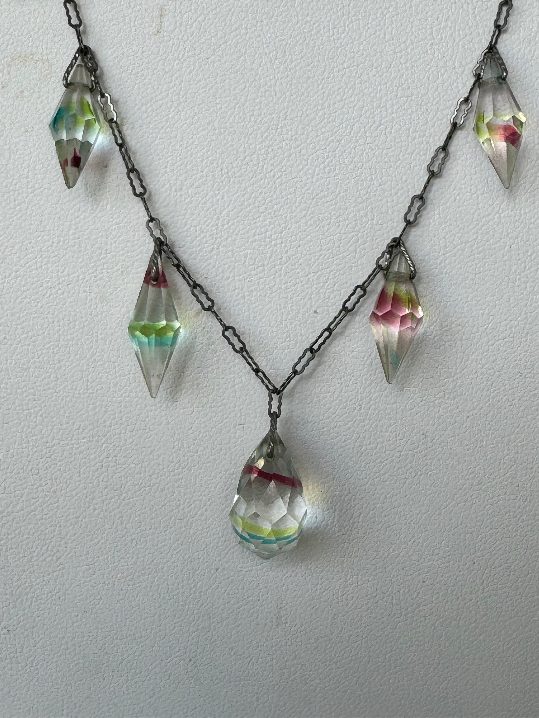 Exquisite Iris Glass Prism and Chain Necklace - Etsy