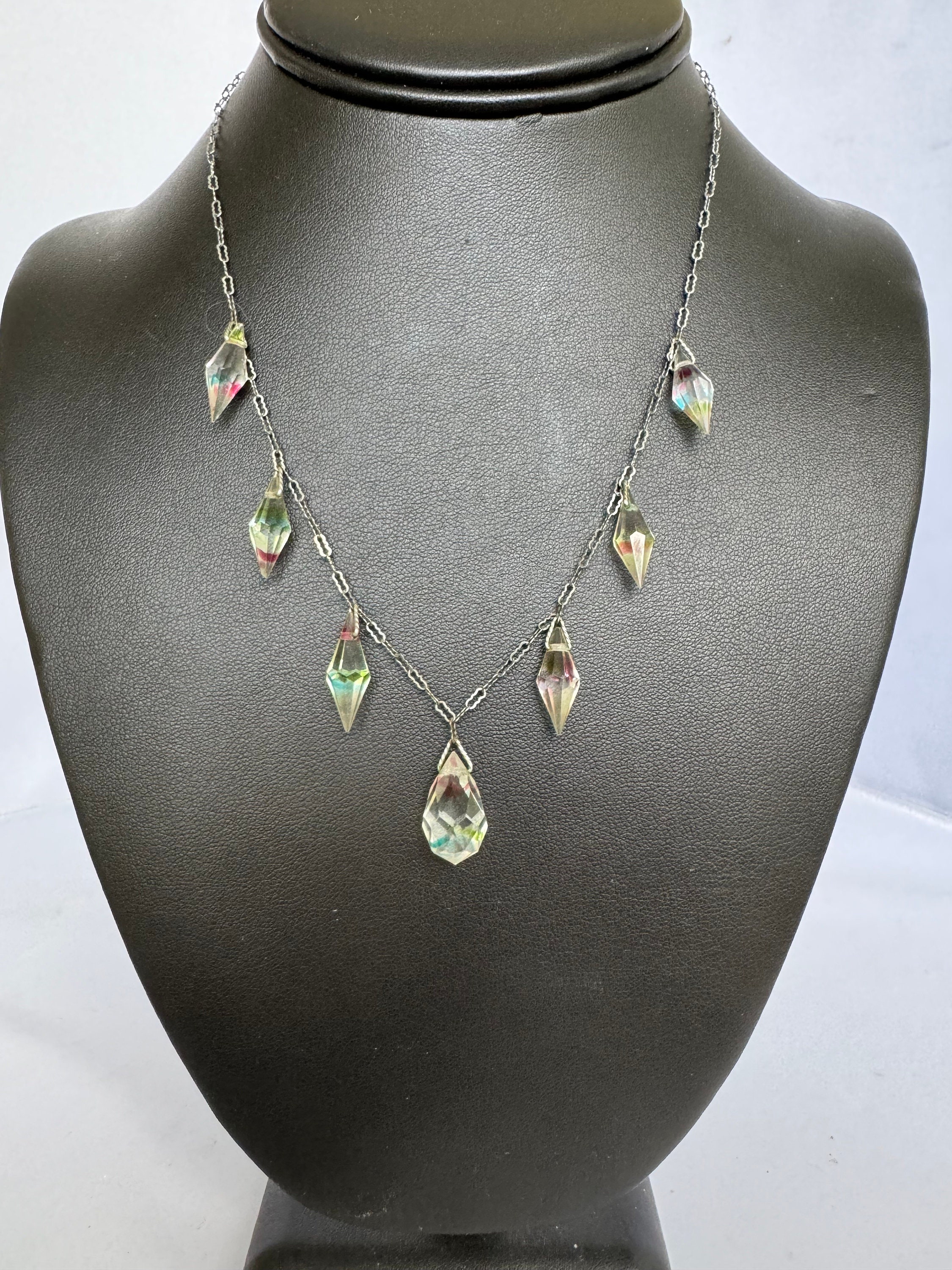 Exquisite Iris Glass Prism and Chain Necklace - Etsy