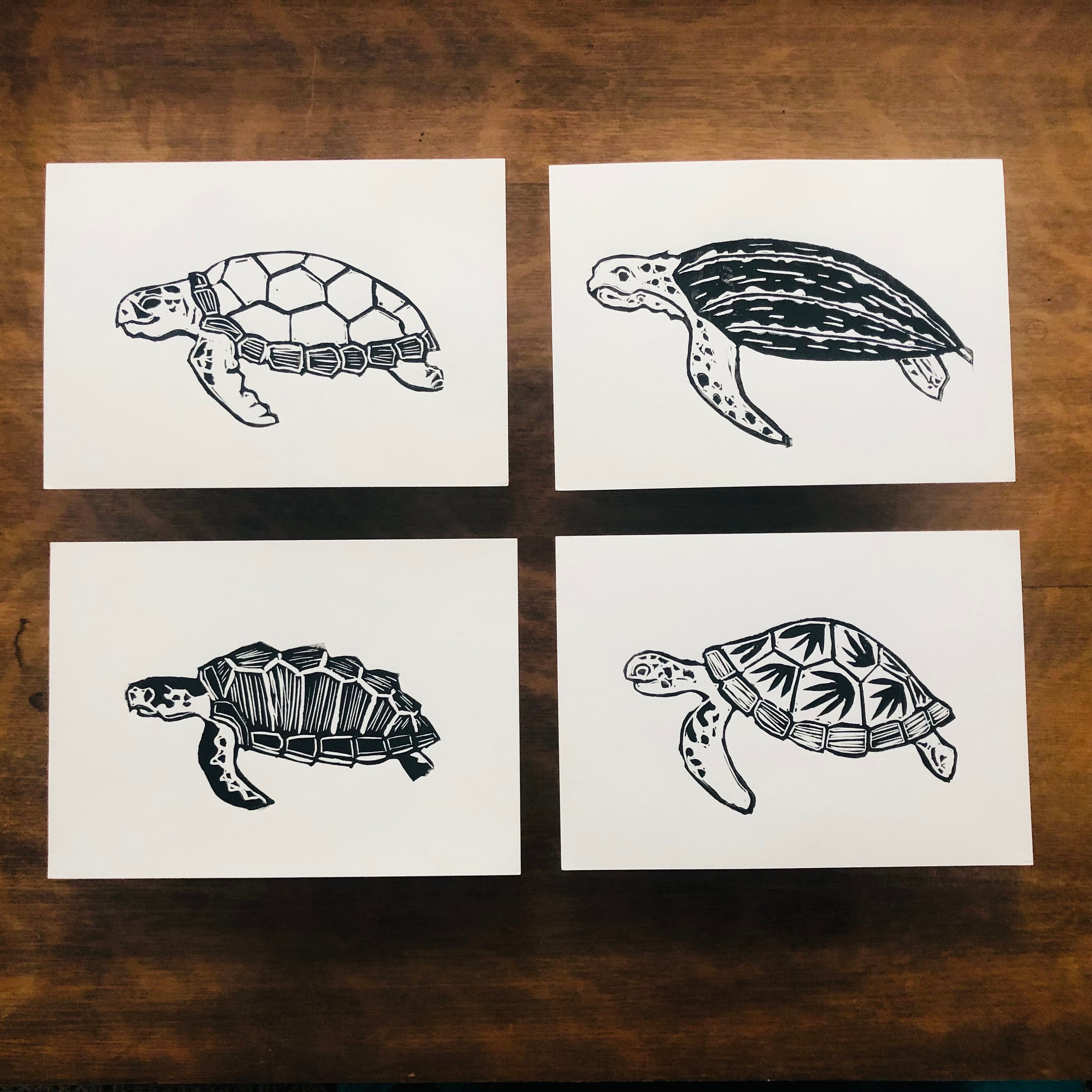 Sea Turtle III - Green Handmade Block Print - Etsy