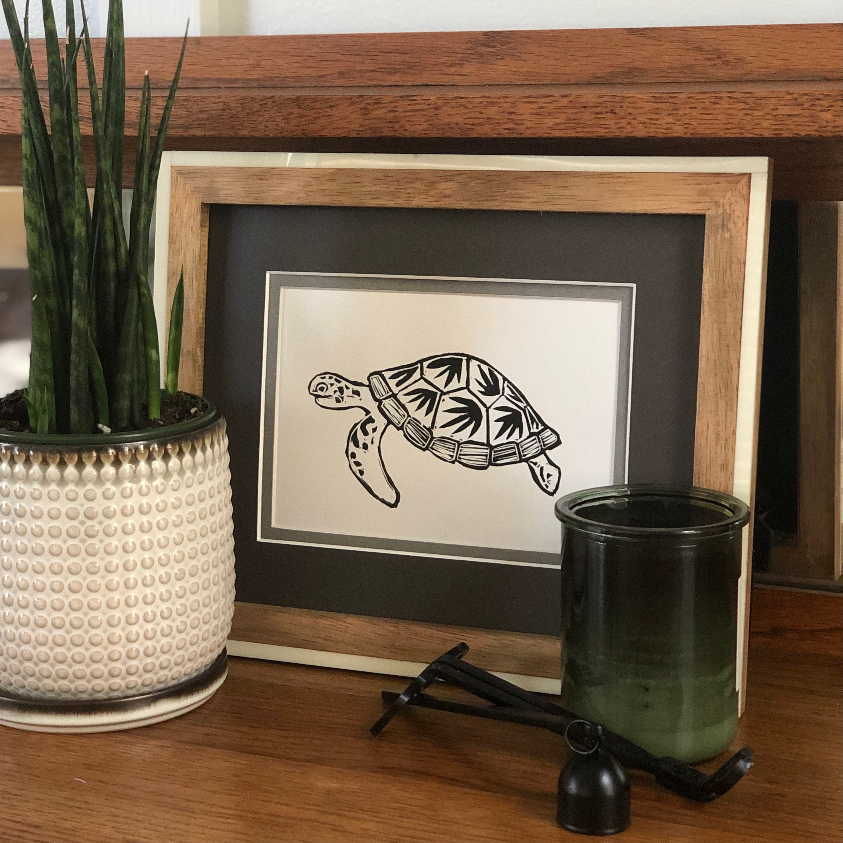 Sea Turtle III - Green Handmade Block Print - Etsy
