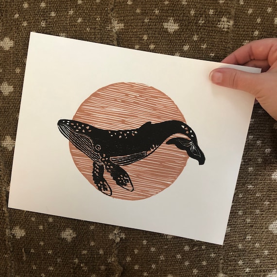 Whale II Humpback Whale Handmade Block Print | Etsy