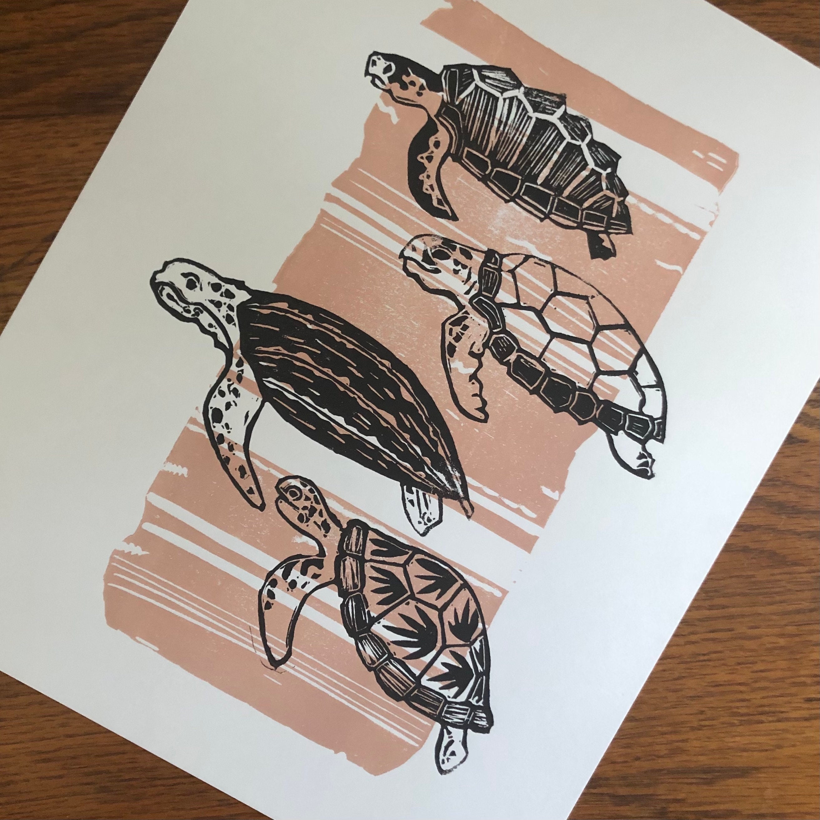 The Navigators - Sea Turtle Handmade Block Print - Etsy