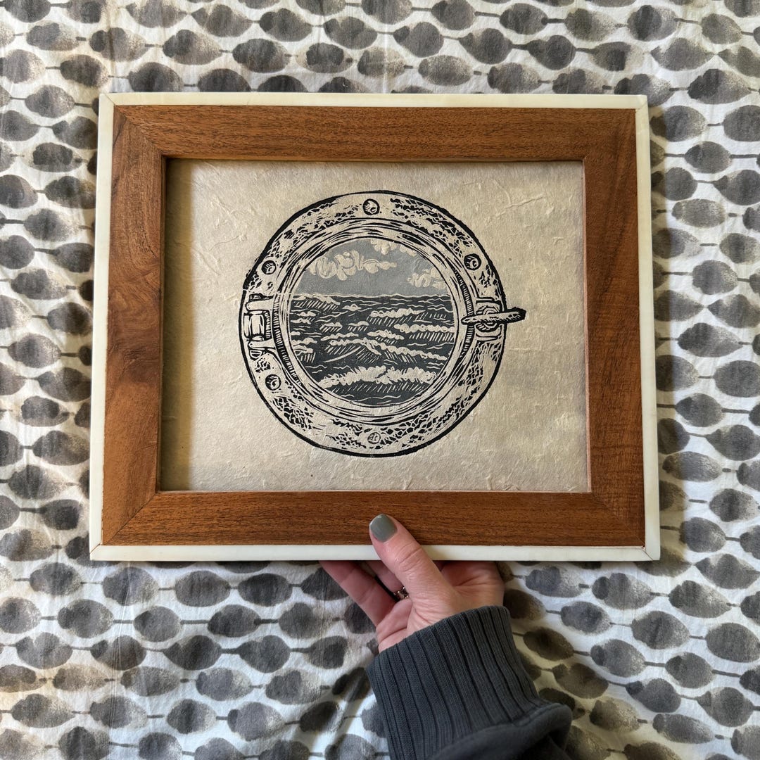 Porthole Portrait - Handmade Relief Print - Etsy