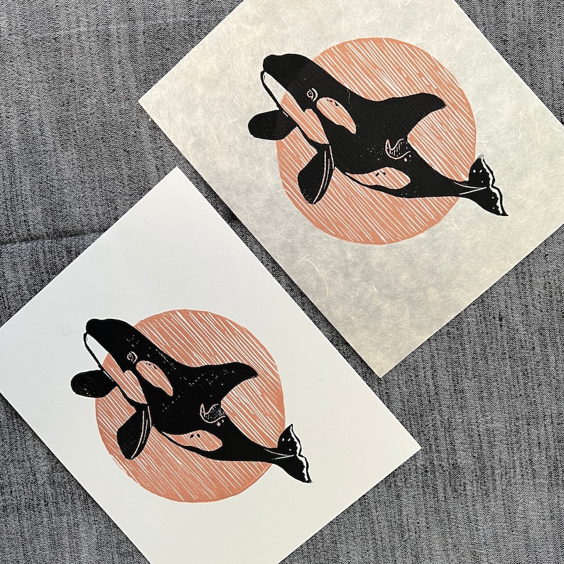 Whale V - Orca (killer Whale) Handmade Block Print - Etsy