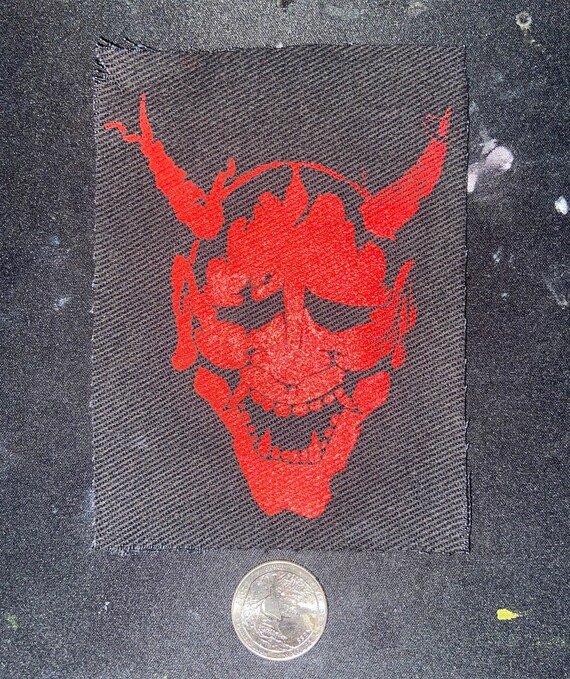 Oni Demon patch black denim | Etsy