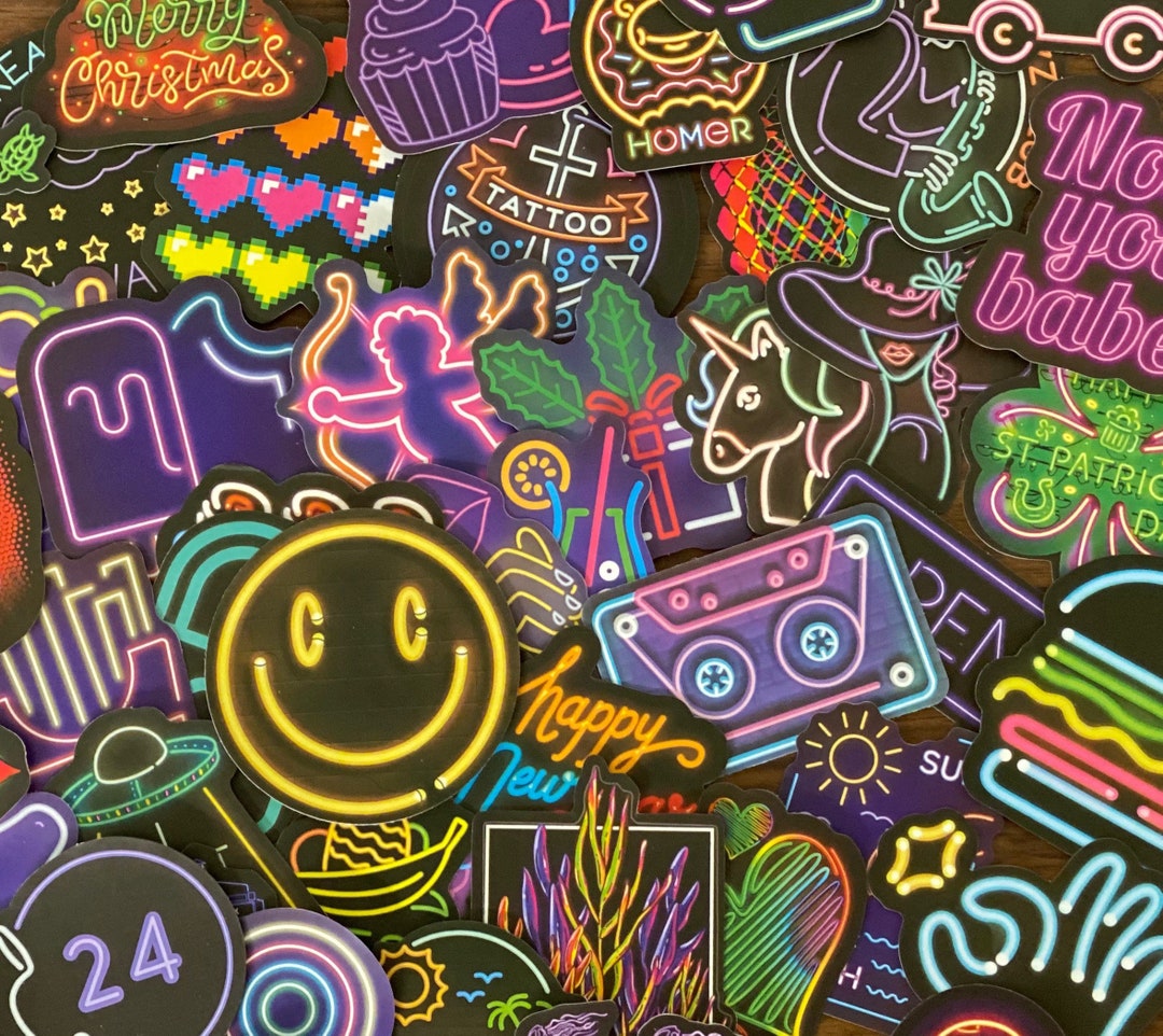 Matte Neon Signs Sticker Packs - Etsy