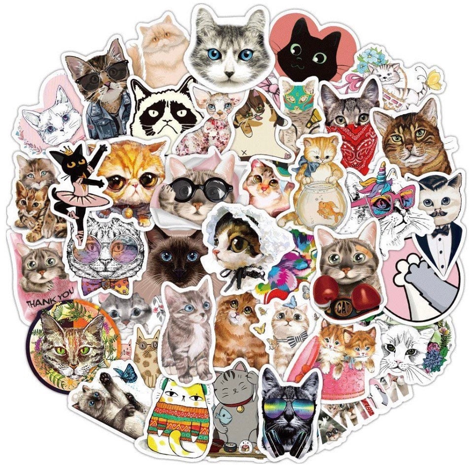Niedliche und lustige Katze Vinyl Sticker Packungen - Etsy.de