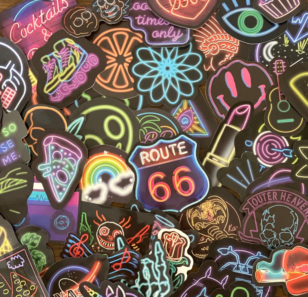 Glossy Neon Signs Sticker Packs - Etsy