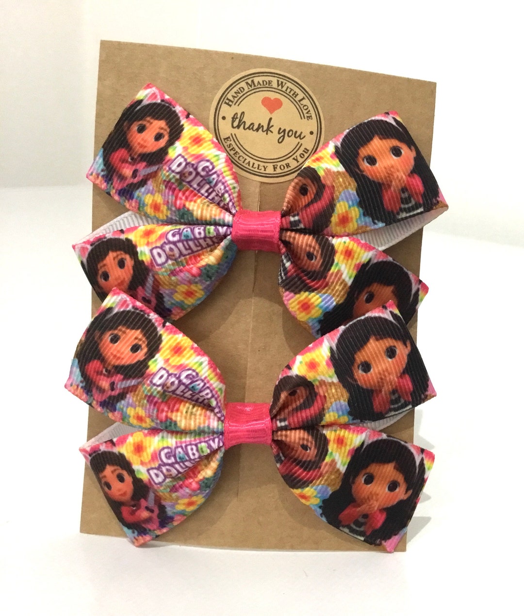 Pair of Dolls Ribbon Hair Bows Alligator Clip/bobbles Girls Baby ...