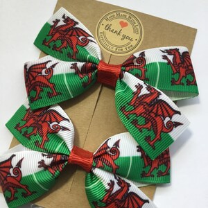 Handmade Pair of Welsh Flag Dragon Ribbon St. David's Day - Etsy UK