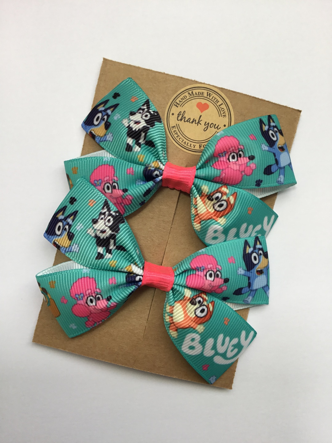 Pair of Dogs Ribbon Hair Bows Alligator Clip/bobbles Girls Baby Toddler ...