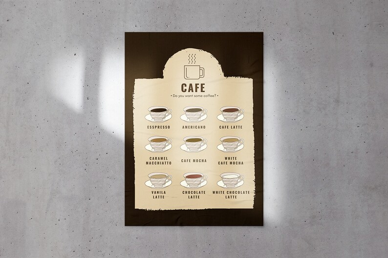 CAFE Menu - Coffee Sign,printable Art, Kitchen Art, Home Deco, Wall Art ...
