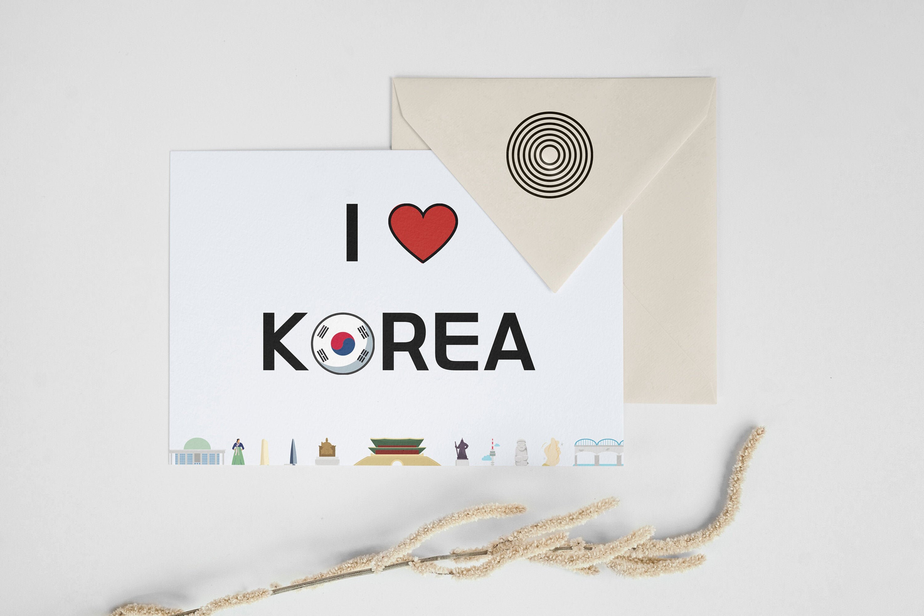 I LOVE KOREA Corazón coreano, corazón de mano, postal coreana, arte ...