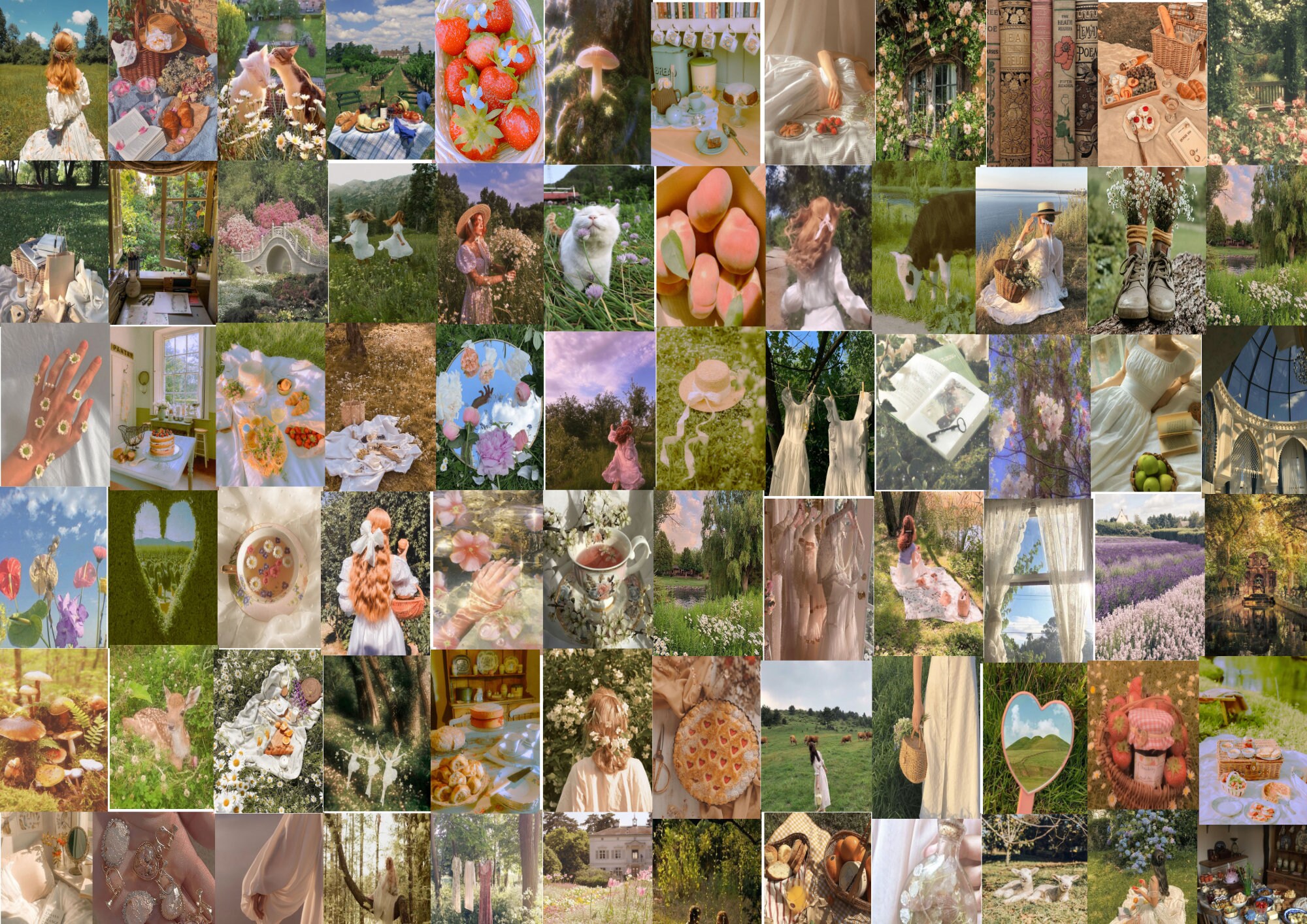140 Pcs Cottagecore Wall Collage Kit Vintage Poster Wall Etsy