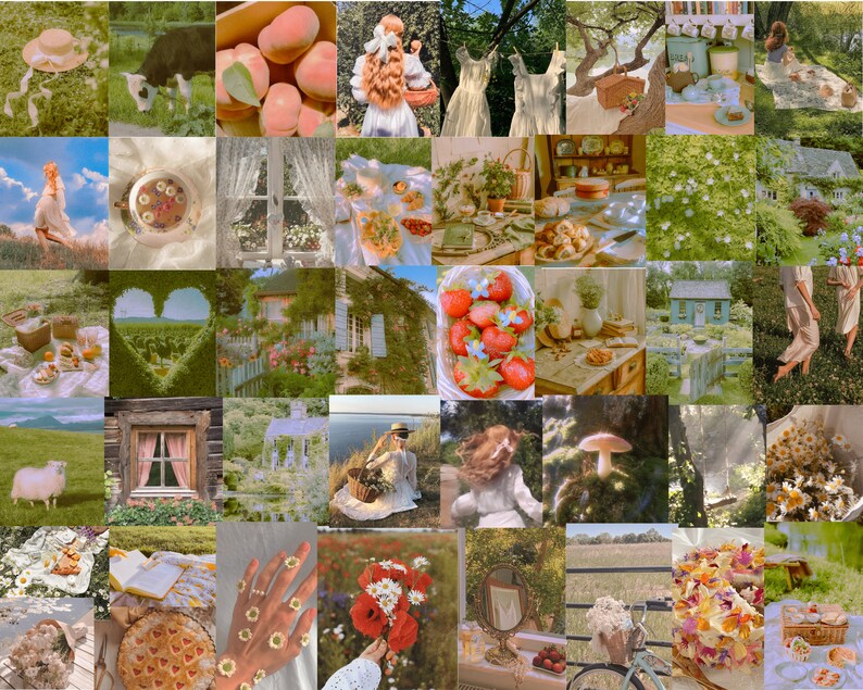 Cottagecore Wall Collage Kit Vintage Poster Wall Collage Kit Etsy