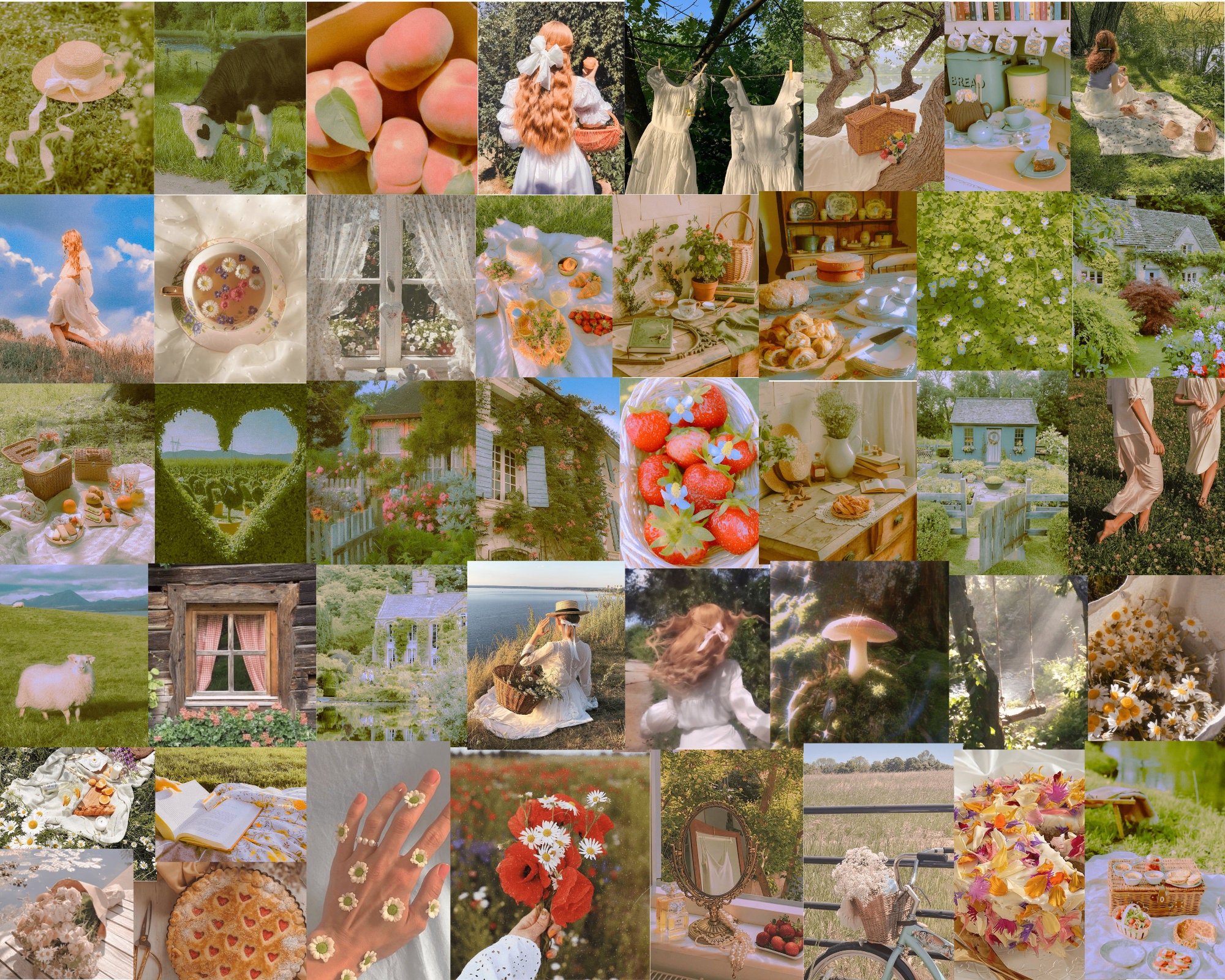 Cottagecore Wall Collage Kit Aesthetic Wall Collage Kit Etsy