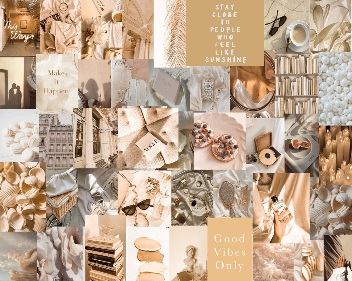 Beige neutrale ästhetische Wand-Collage-Kit 100 Stück Boho | Etsy