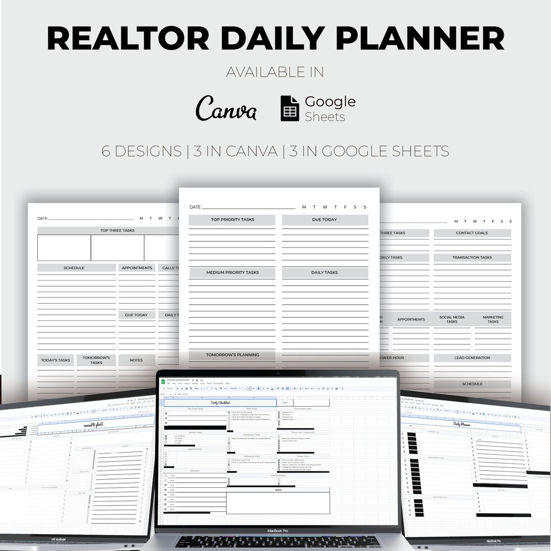 Real Estate Agent Daily Checklist and Day Planner for Realtor Real ...