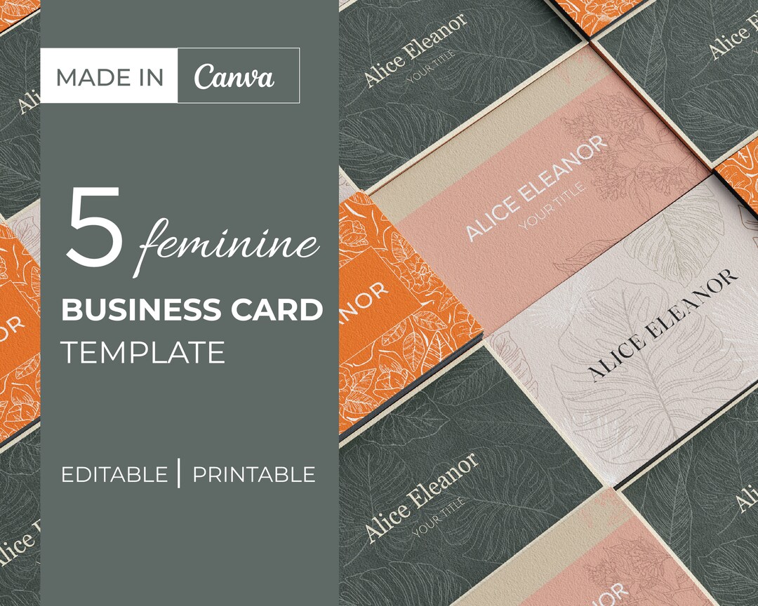 Feminine Business Cards Printable Template Simple Floral Business Card ...