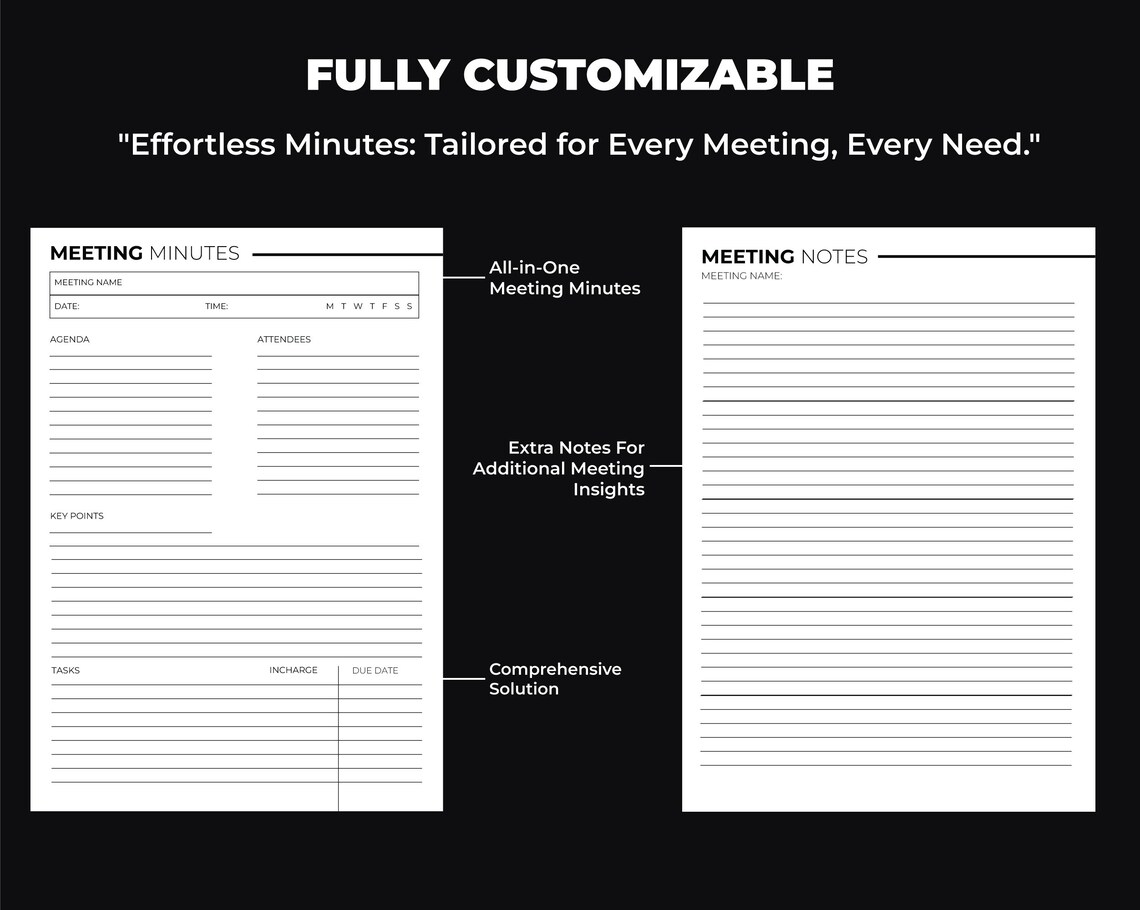 Meeting Minutes Note Template for Meeting Agenda, Planning ...