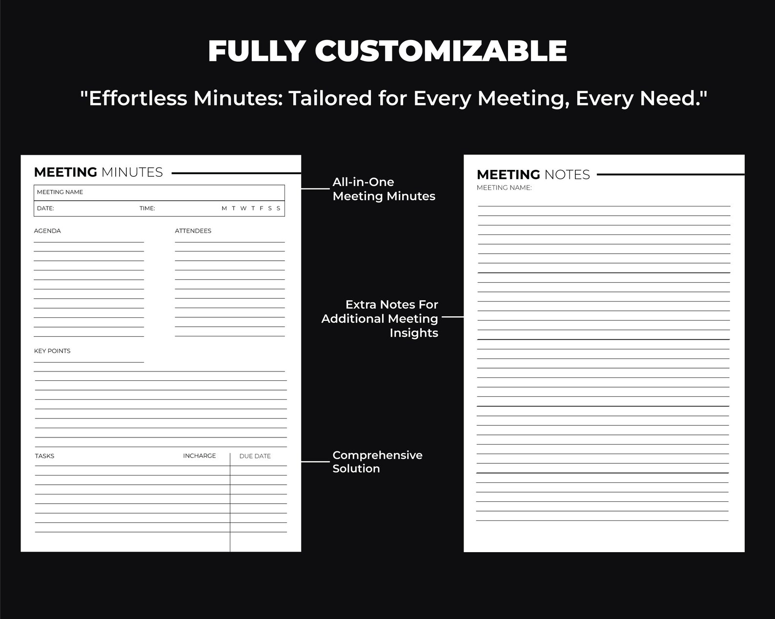 Meeting Minutes Note Template for Meeting Agenda, Planning ...
