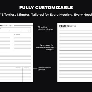 Meeting Minutes Note Template for Meeting Agenda, Planning ...