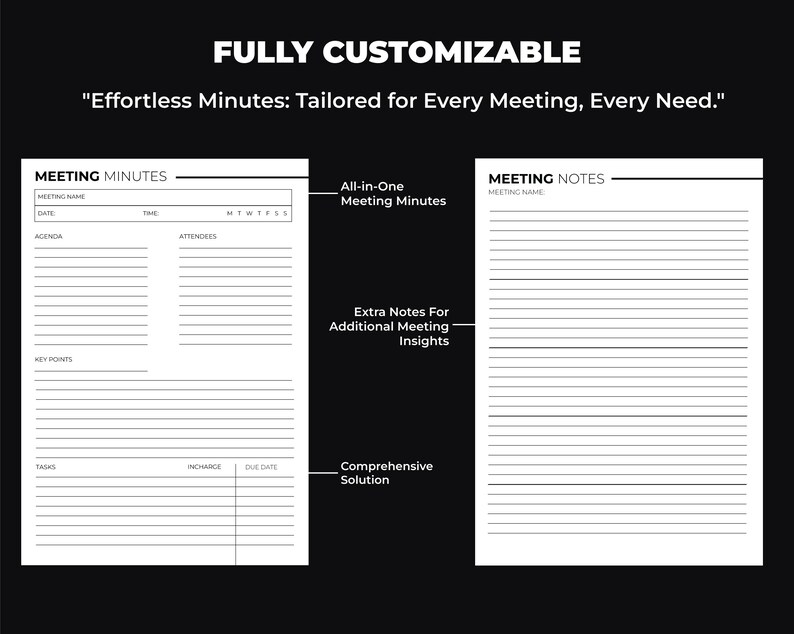 Meeting Minutes Note Template for Meeting Agenda, Planning ...