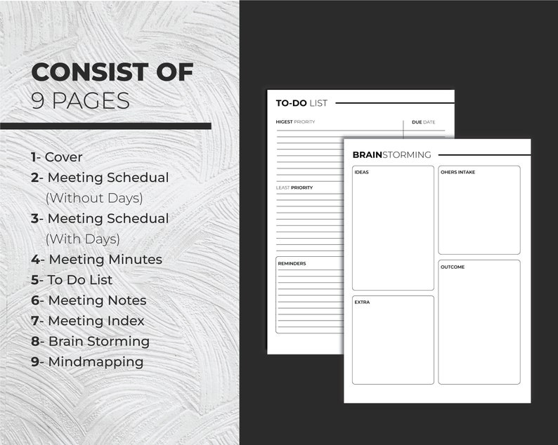Meeting Minutes Note Template for Meeting Agenda, Planning ...