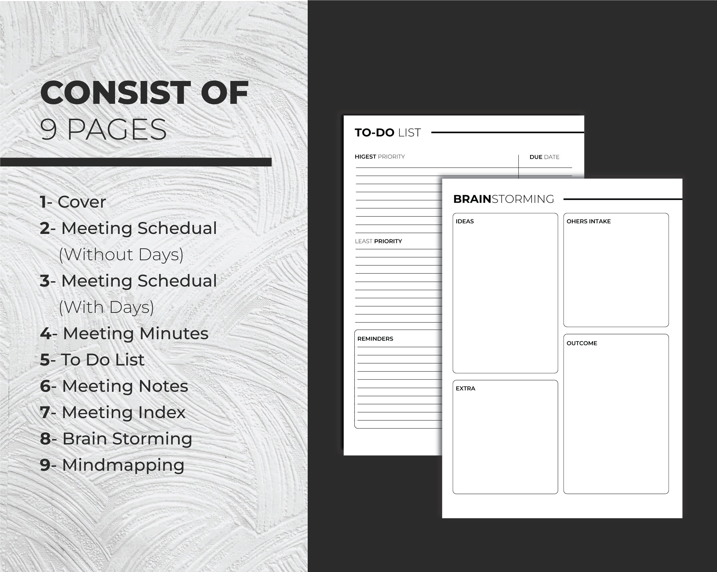 Meeting Minutes Note Template for Meeting Agenda, Planning ...