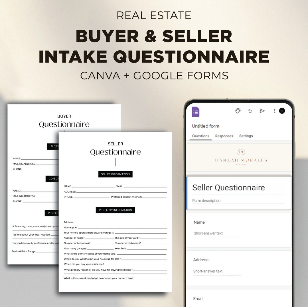 Buyer and Seller Intake Questionnaire Form for Real Estate Buyer and ...