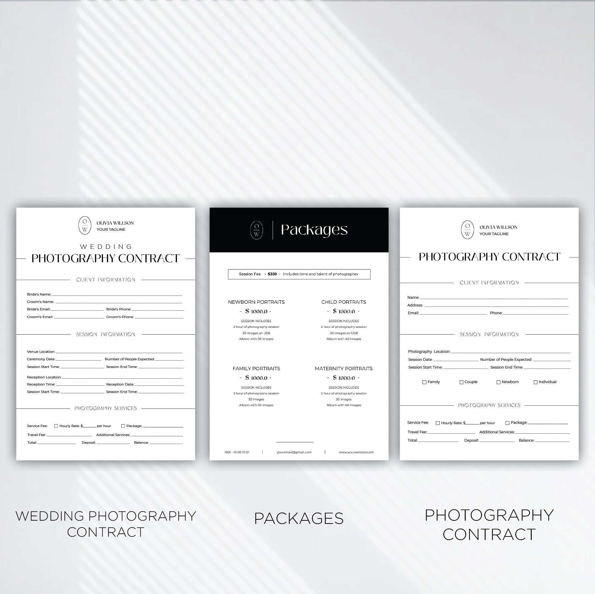 Photography Contract Template, Wedding Photography Contract, Canva ...