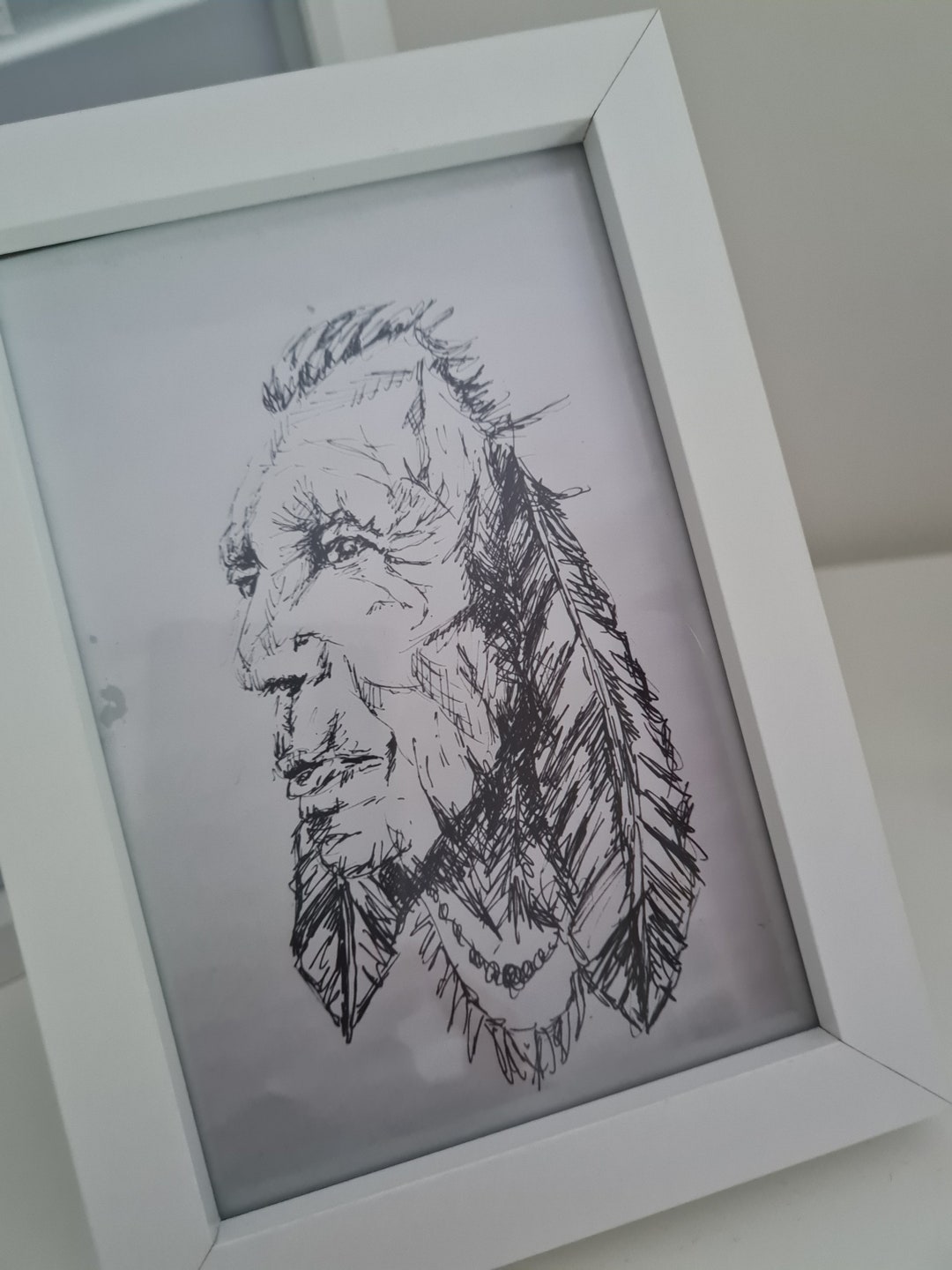Native American Indian Ink Drawing - Etsy