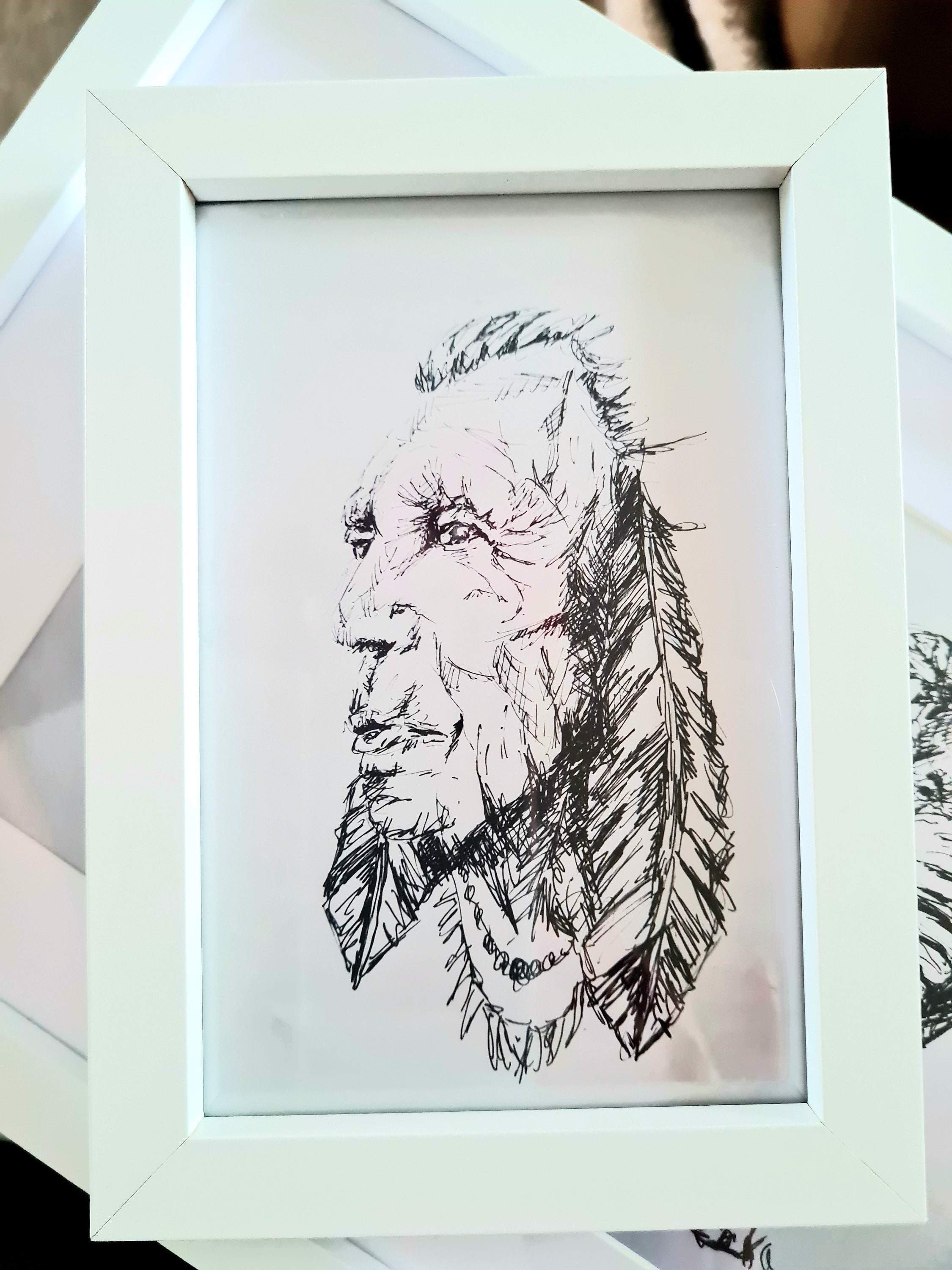 Native American Indian Ink Drawing - Etsy