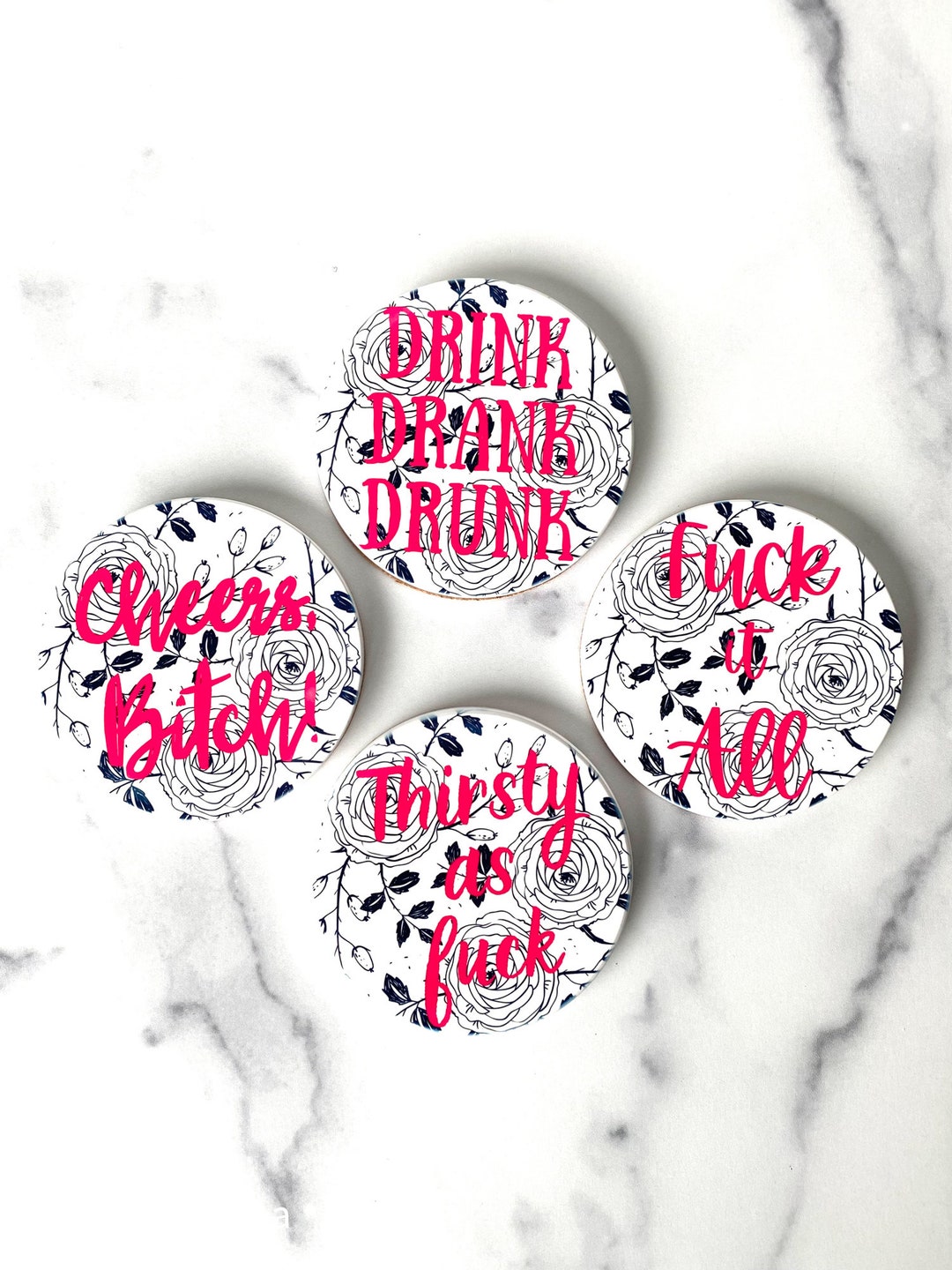 Snarky Coasters Set of 4, Funny Housewarming Gift, Badass Woman Gift ...