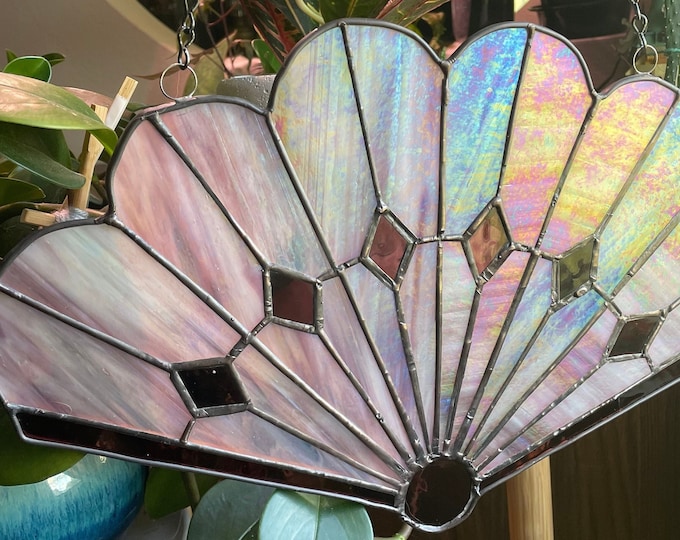 Art Deco Style Fan Hanging Stained Glass Suncatcher - Etsy