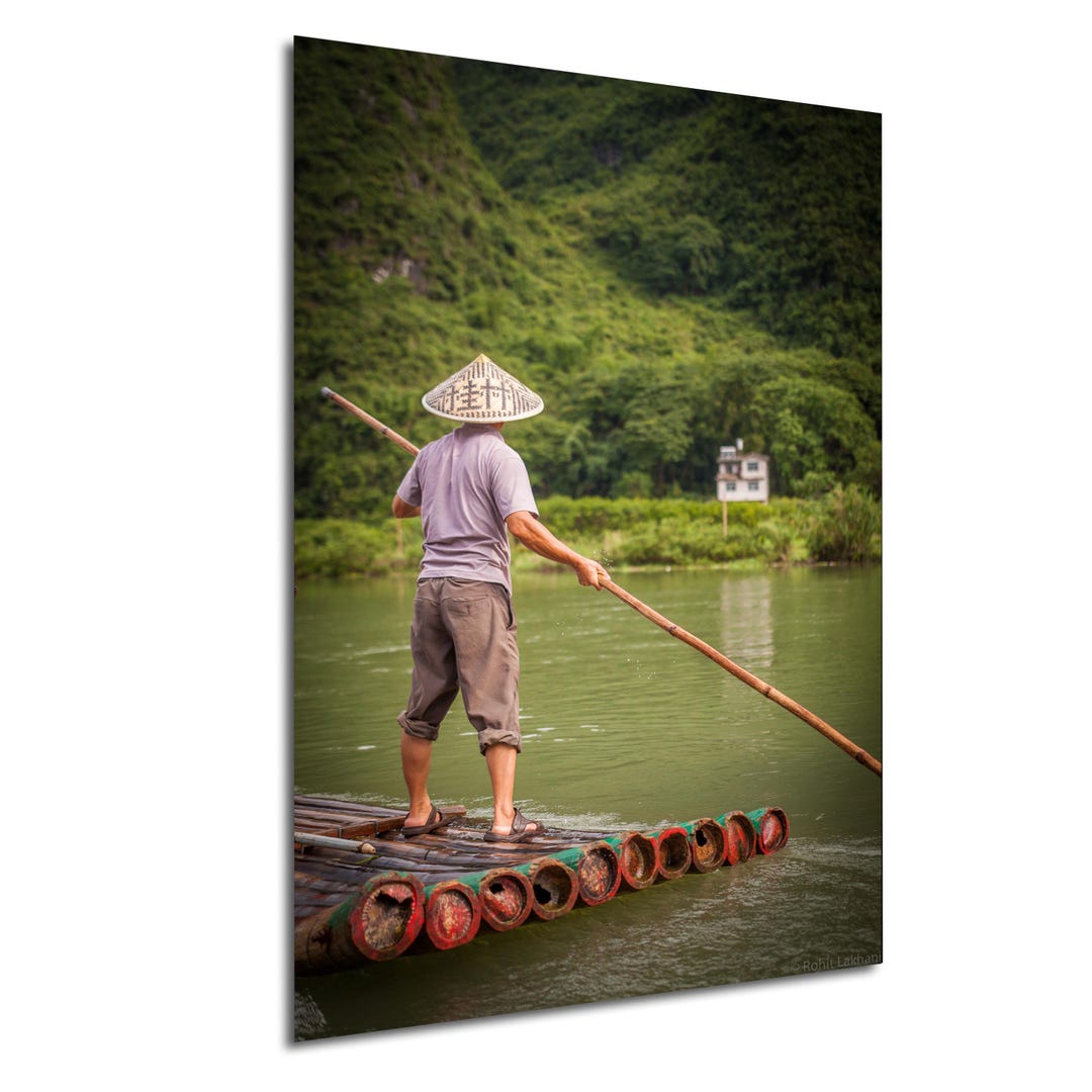 Traditional Bamboo Rafting Photography - Asian River Scene Wall Art ...