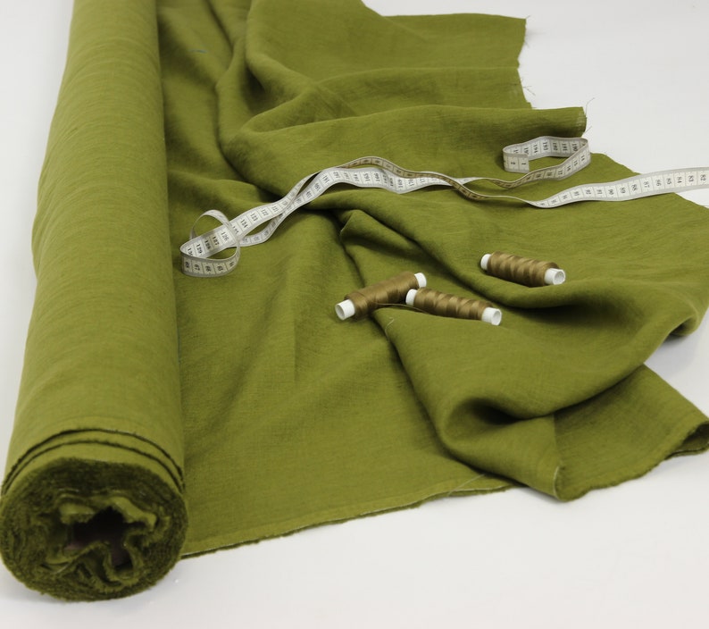 Moss Green Linen Fabric by the Yard. Green Linen Fabric by the - Etsy