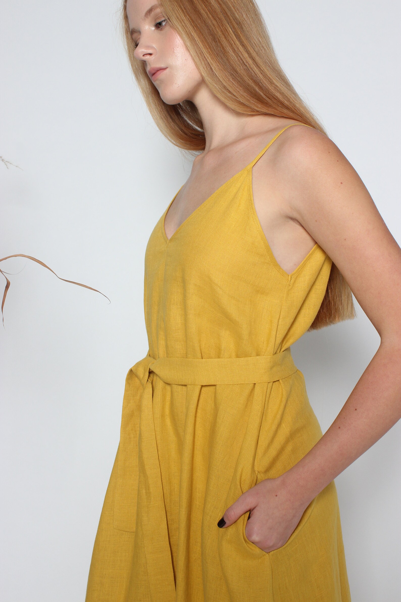Linen Bridesmaid Dress. Linen Maxi Dress. Blue Wedding Guest Dress ...