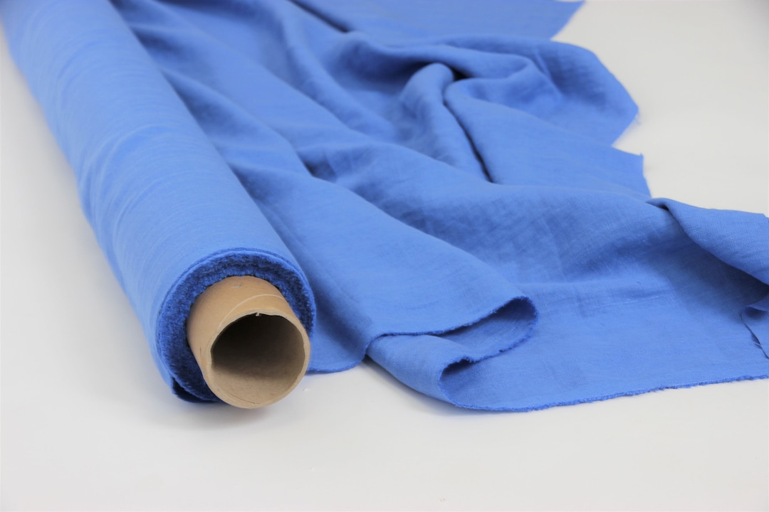 Cornflower Blue Fabric by the Yard. Blue Linen Dress Fabric. Blue Linen ...
