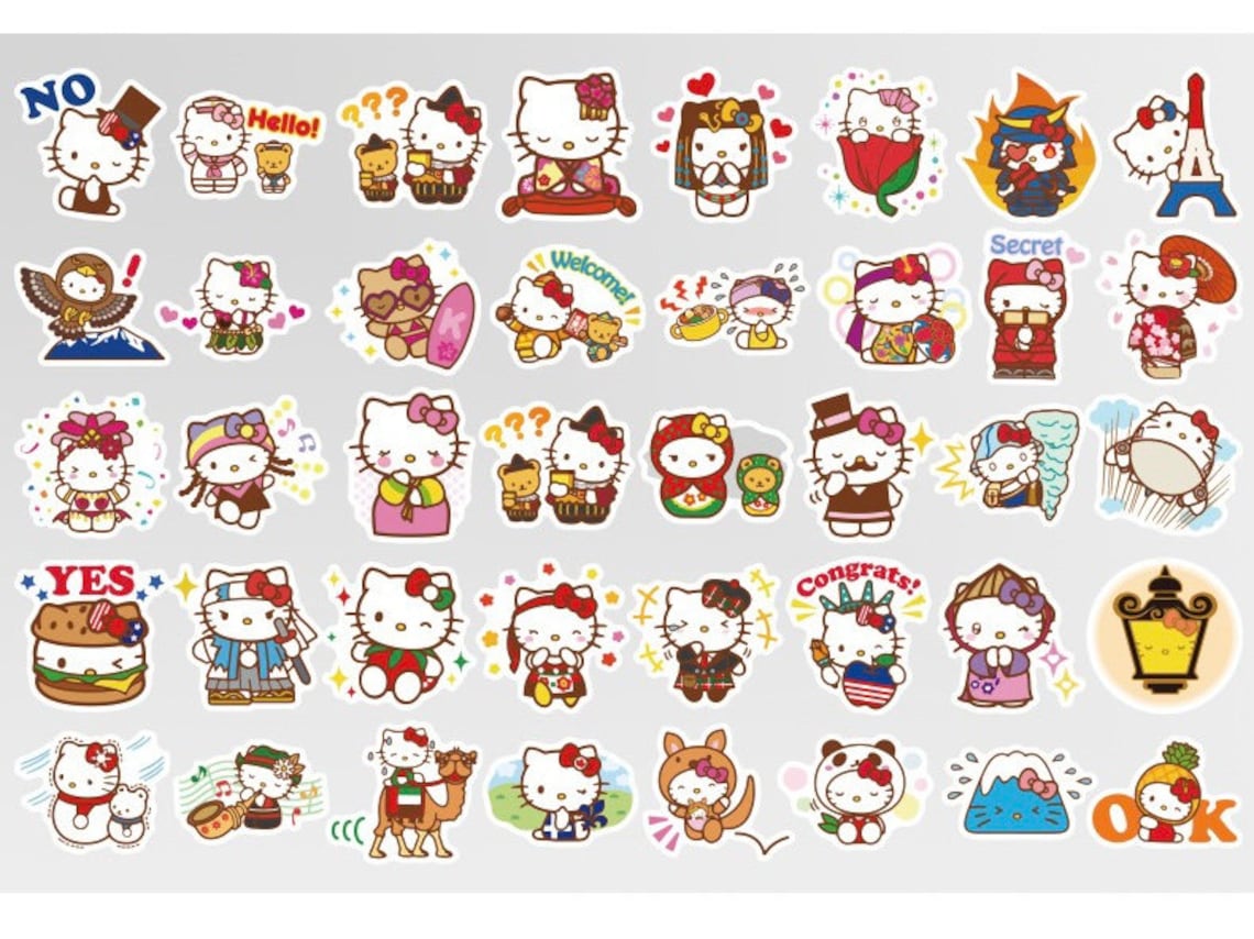 HELLO KITTY Pegatina ASSORTED Hello Kitty Pegatinas 40 Hello | Etsy