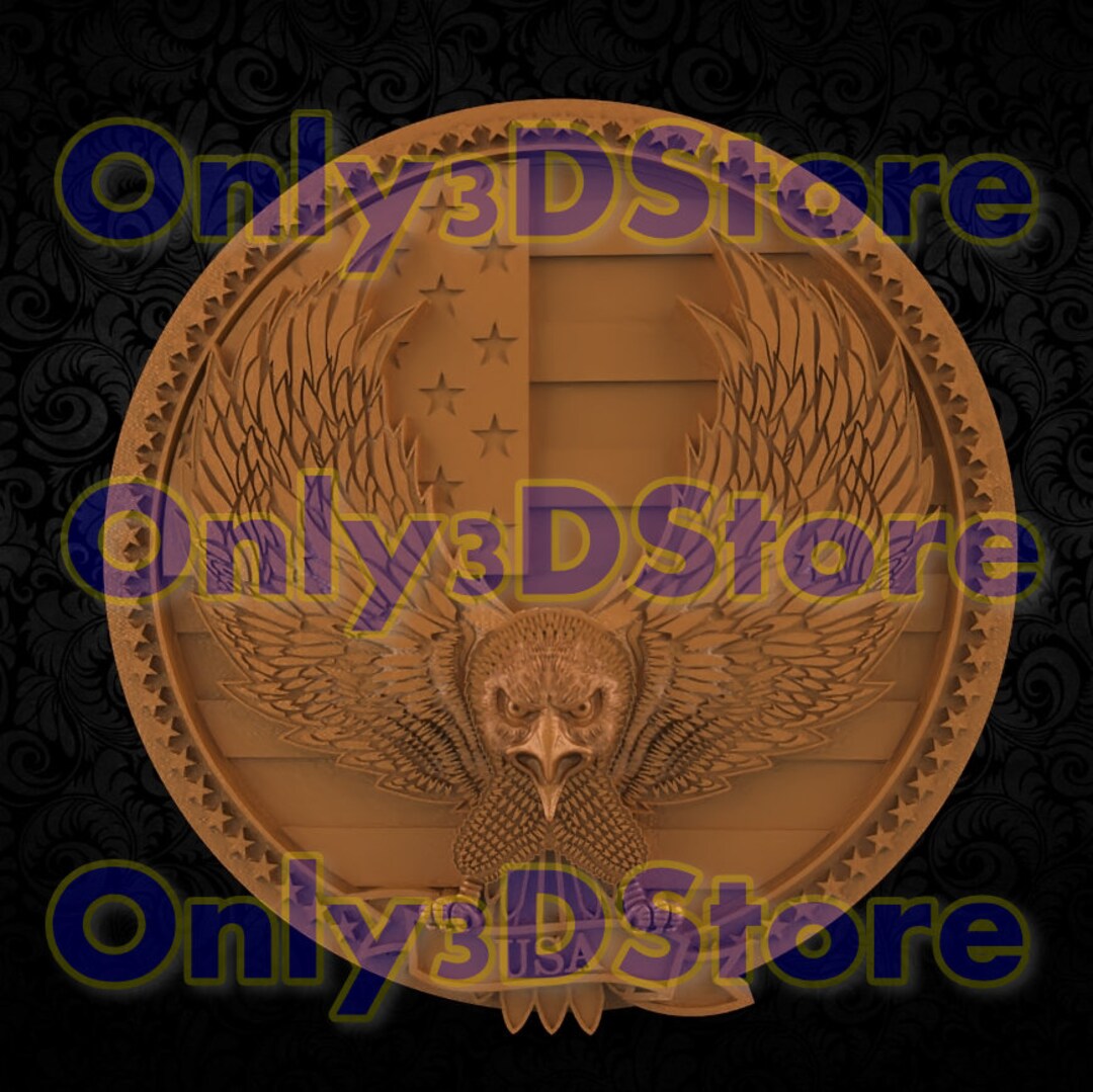 3D STL Model USA Eagle Flag Pano Relief for CNC Router Aspire - Etsy