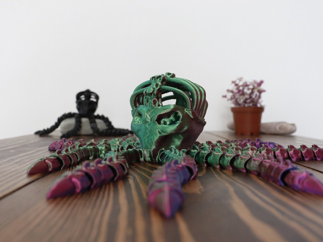 3d Printed Articulated Skull Octopus • Skeleton Tentacle Flexi Model ...