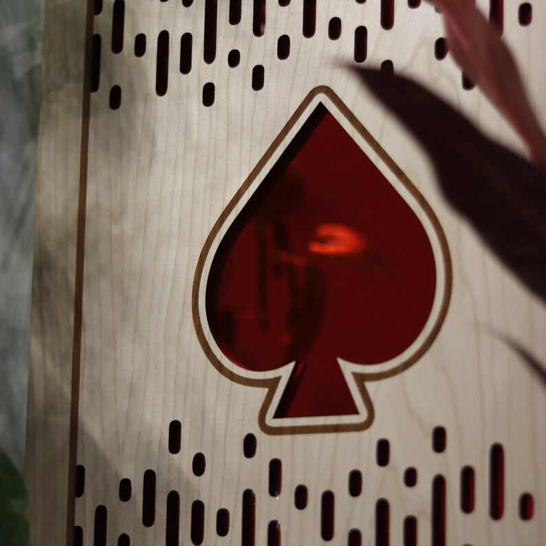 Ace of Spade Red Mirror Wood Wall Art, Playing Card Wooden Mirror Sign ...