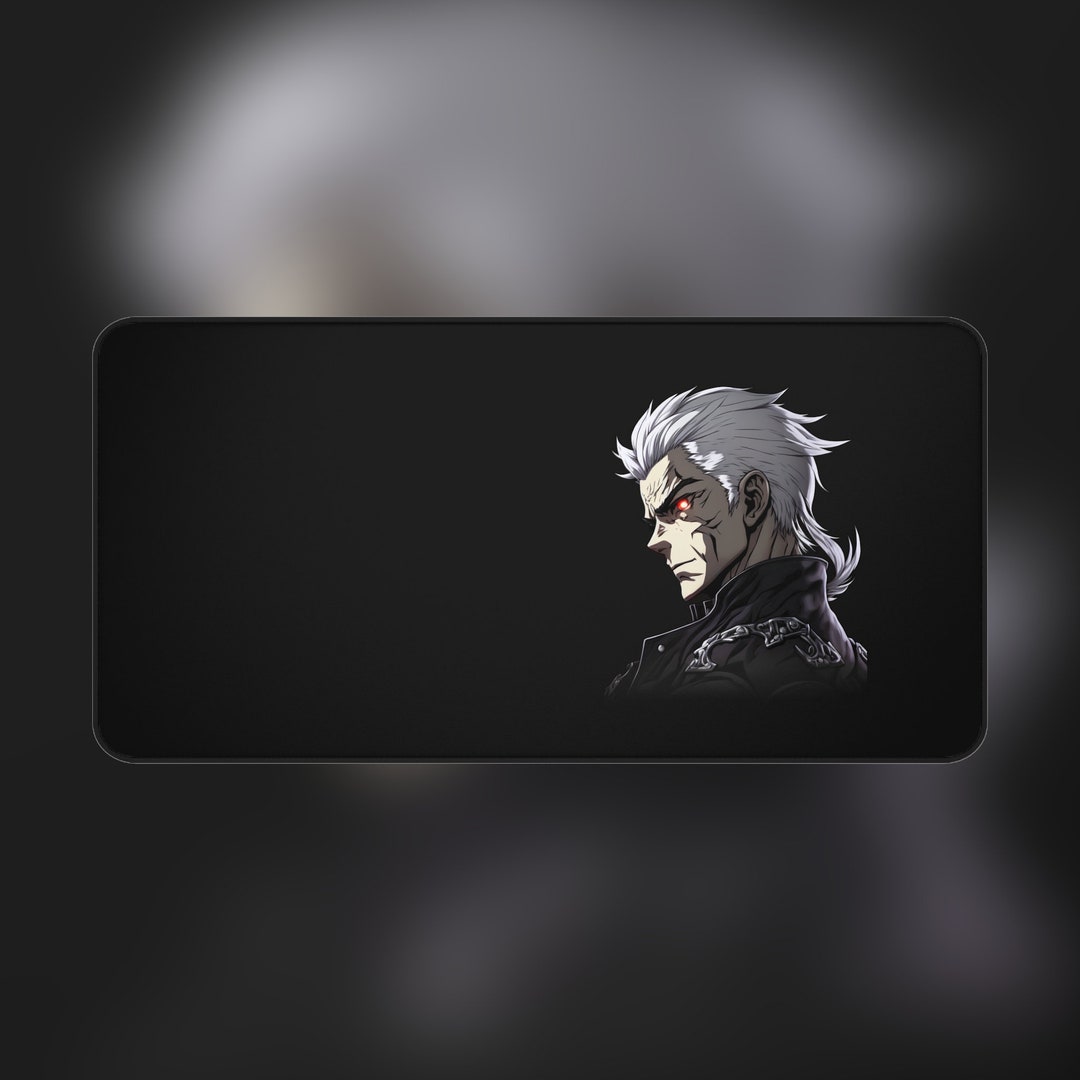 Silver Villain Desk Mat XXL Gaming Mouse Pad Anime Fighter With Grey ...