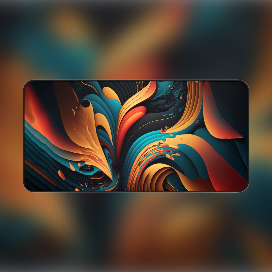 Abstract Waves Desk Mat XXL Gaming Mouse Pad Geometry Design Mousepad ...