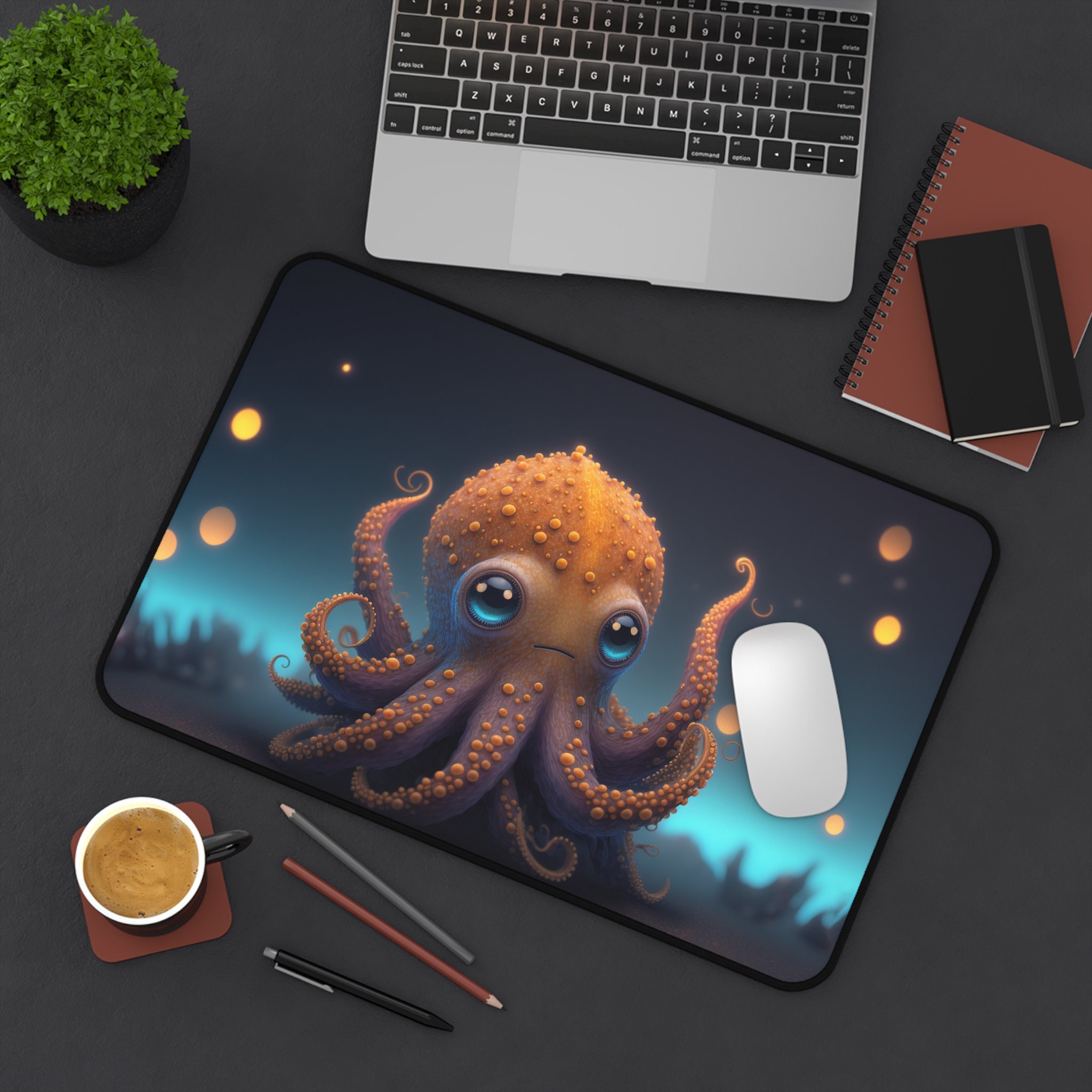 Baby Octopus Desk Mat XXL Gaming Mouse Pad Very Cute Mousepad Under the ...