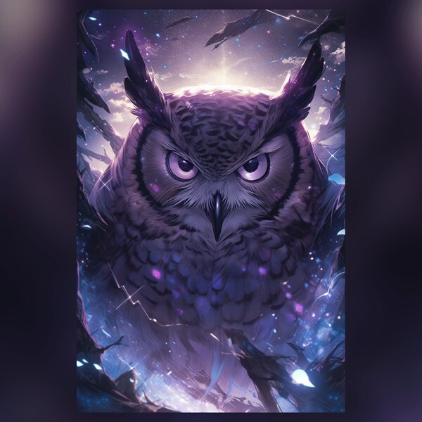 Purple Owl Art - Etsy